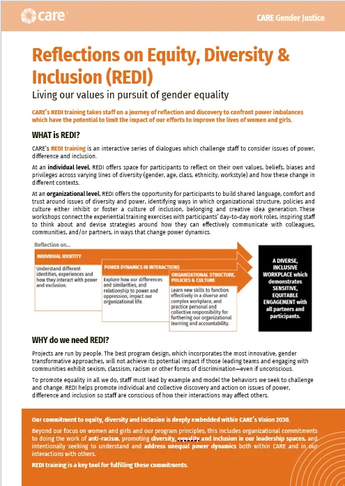 Reflections on Diversity, Equity and Inclusion (REDI) overview - CARE