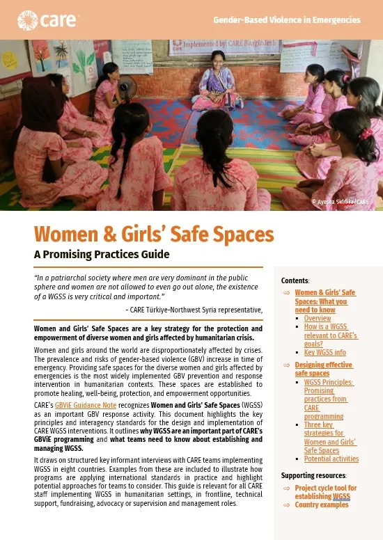Women And Girls Safe Spaces A Promising Practices Guide Care